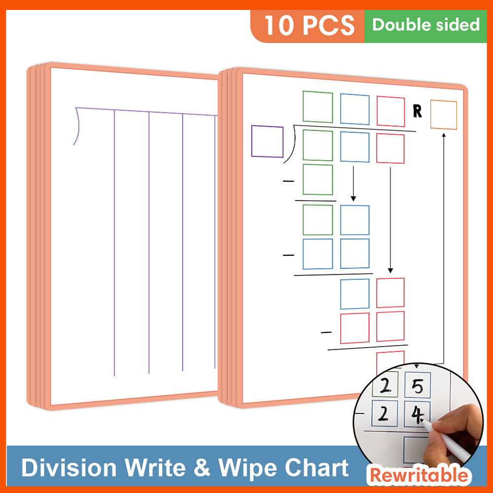 Dry Erase Division White Board Small Division Chart Double Sided Math ...