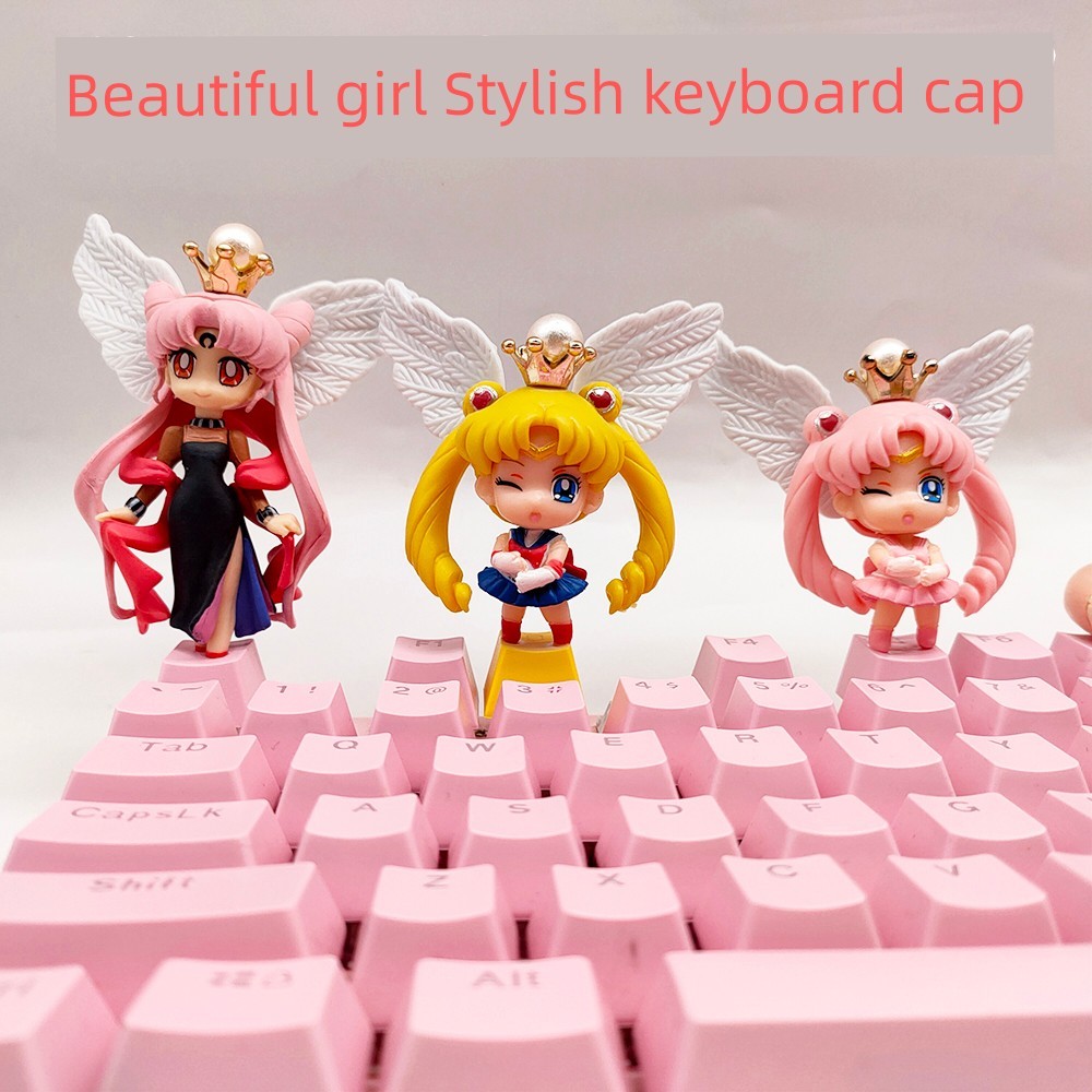 keycaps custom keycaps Anime Beautiful Girl Angel Wings Cross Shaft ...