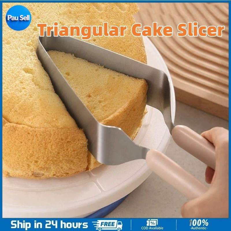 Cake Slicer Triangular Stainless Steel Cake Cutter Server with Double ...