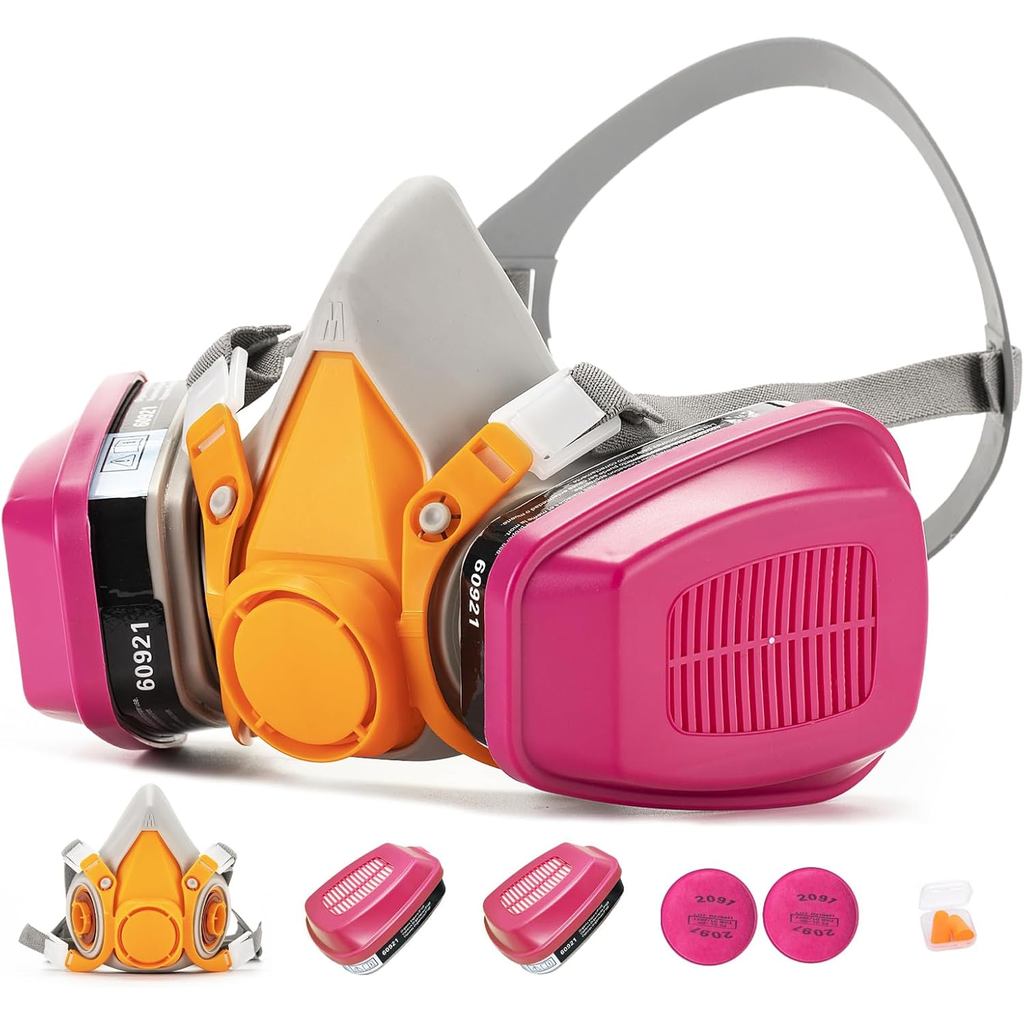RANKSING Reusable Respirator Gas Mask Half Face Shield 6200 with 60921 ...