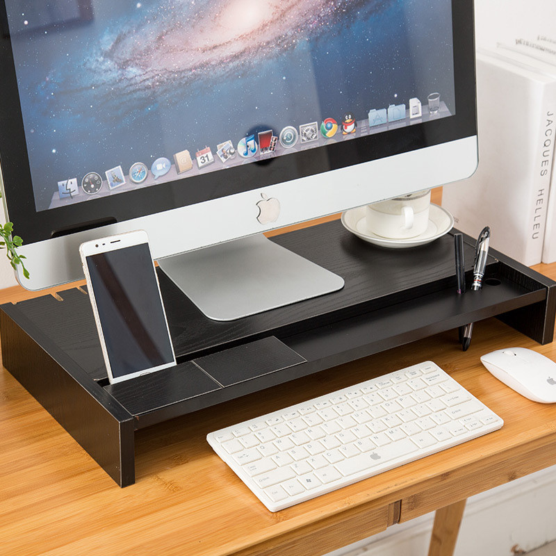 Japan sanwa Multifunctional Wooden Desk Rack Computer Monitor Riser ...