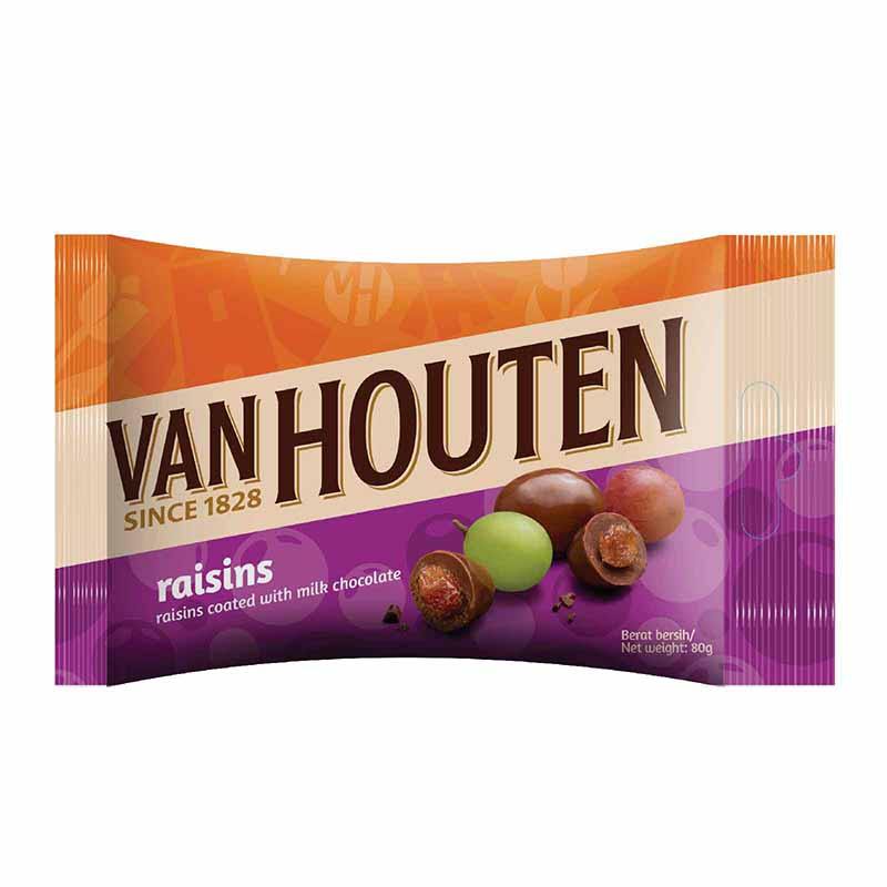 Van Houten Raisins Coated Chocolates 80G | Shopee Singapore