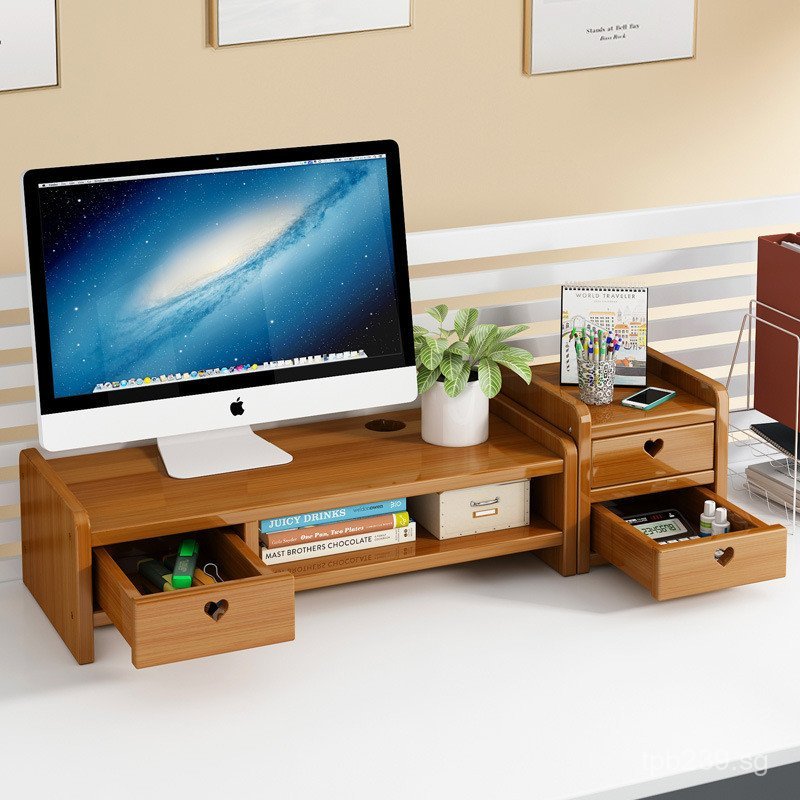 Desktop Computer Storage Rack with Drawers Metal Workstation Desktop ...