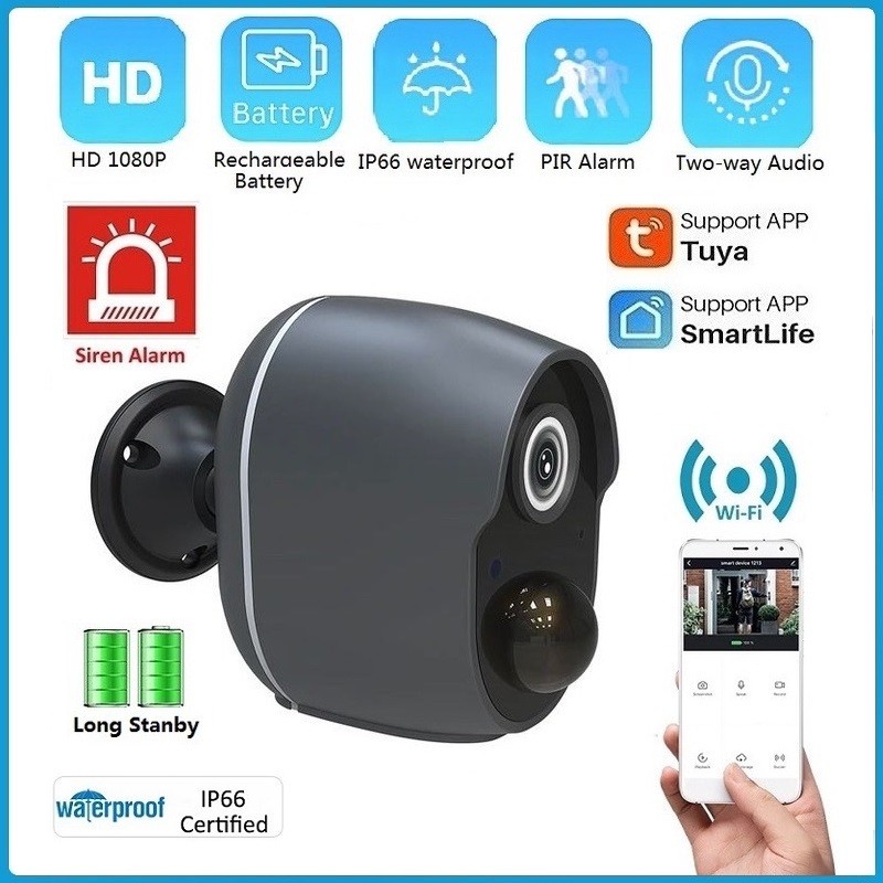Tuya/Smart Life Wireless Smart Battery Camera Charging Outdoor IP65 ...