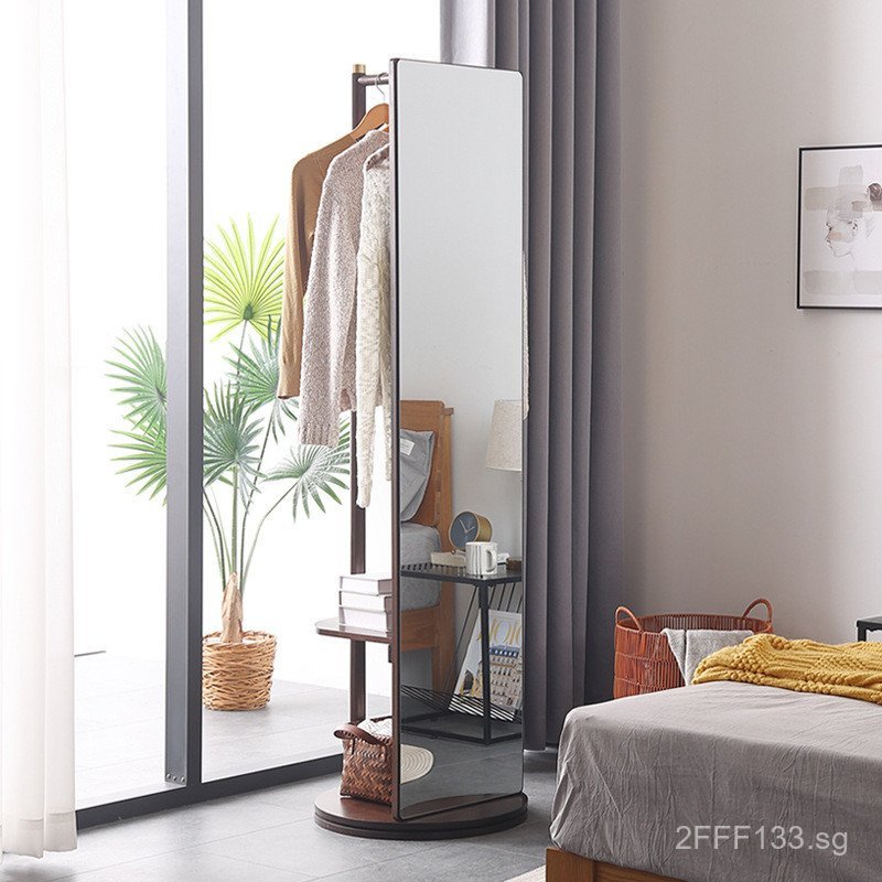 Solid Wood Full-Length Mirror Floor Mirror Home Dressing Mirror Copper ...