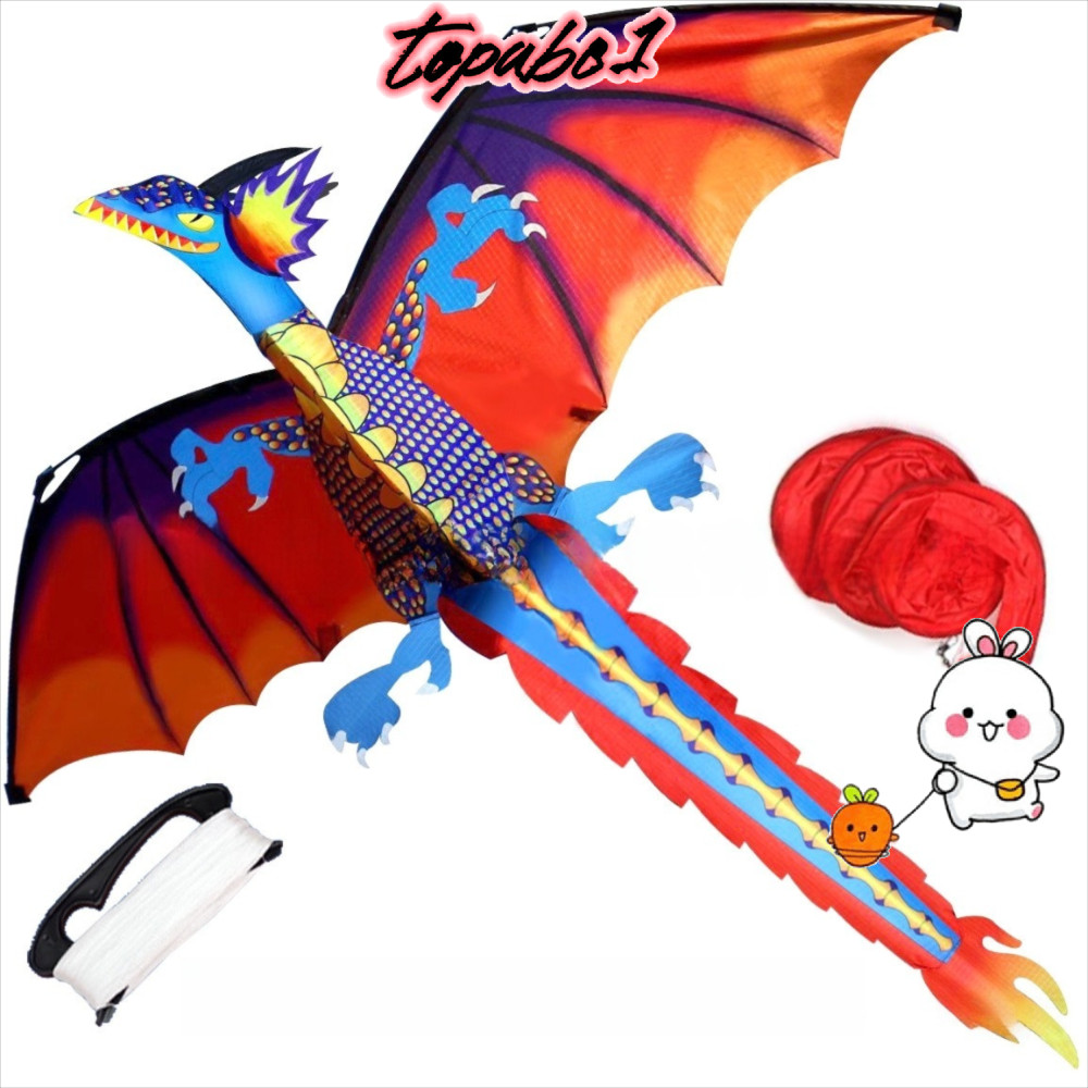 TOPABC Dragon Kite, 100 Meter Kite Line Good Flying Lifelike Dragon ...