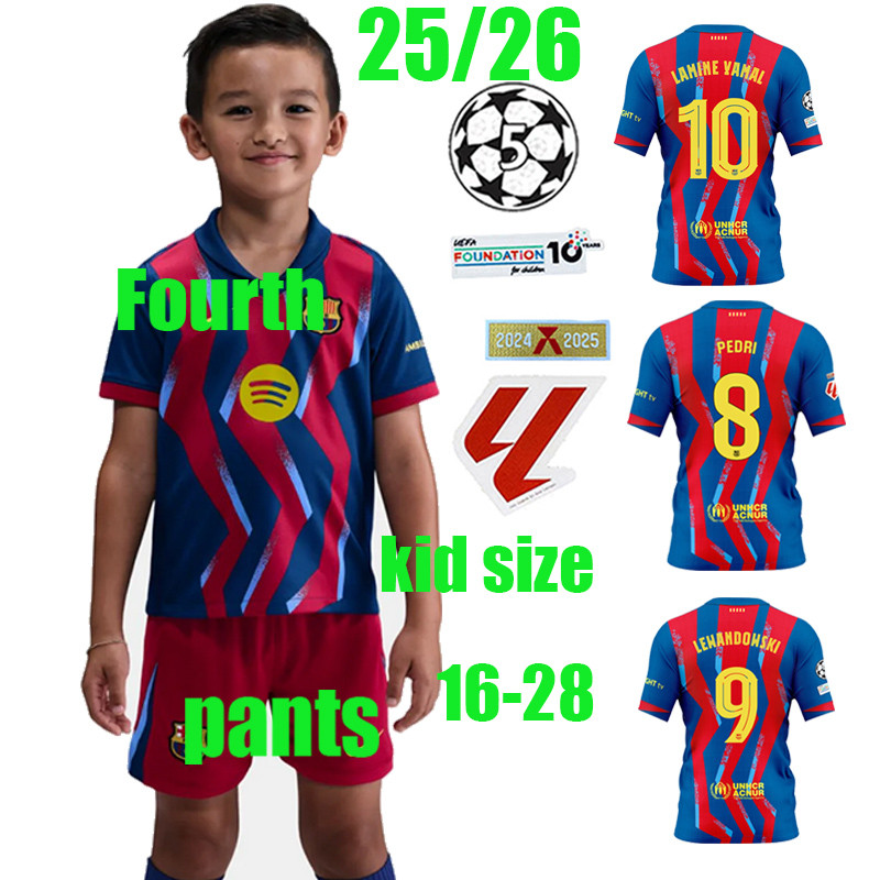 25/26 LAMINE YAMAL soccer clothe BaRceLonas Fourth jersey kid suits ...
