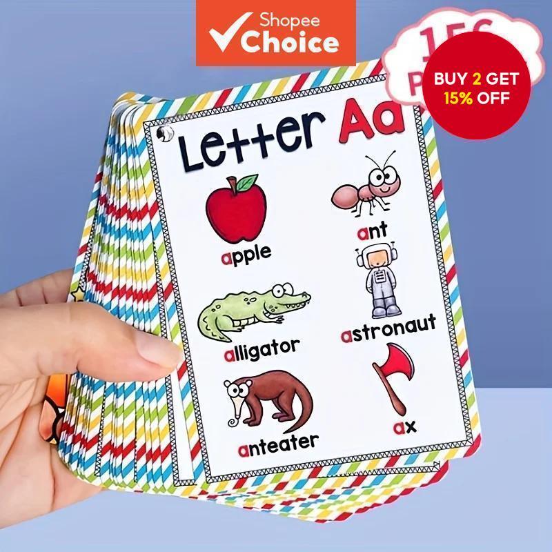 156 Phonics Flash Cards With 26 Letters Alphabet English Word Learning ...
