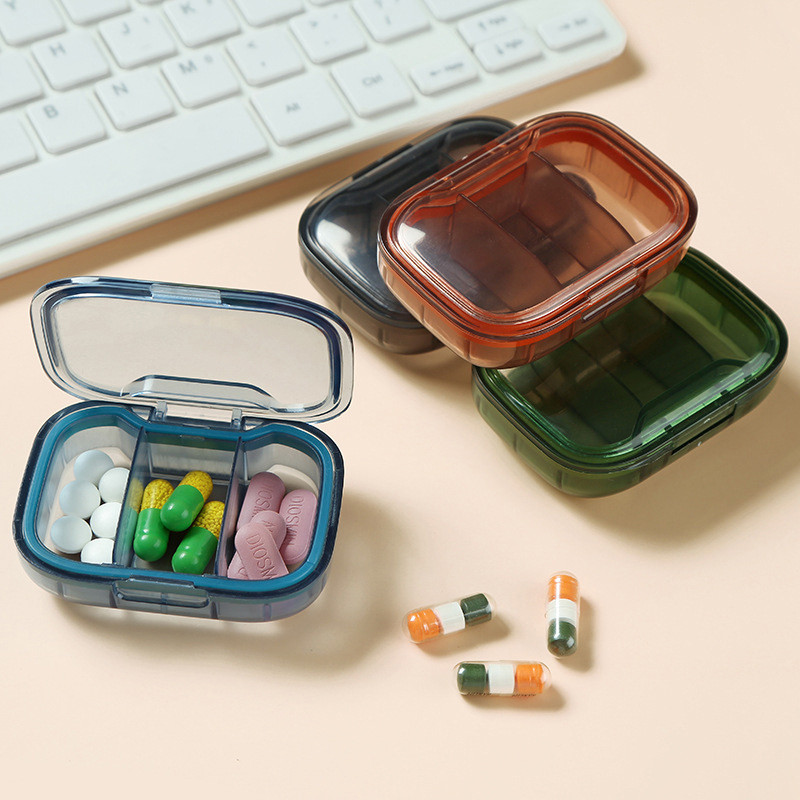 [Bec] Portable Mini Medicine Box Medicine Box 3 Grid Pill Storage And ...
