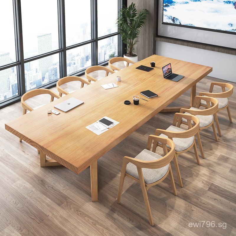 Modern Nordic Long Table Library Solid Wood Meeting Table and Chair Set ...