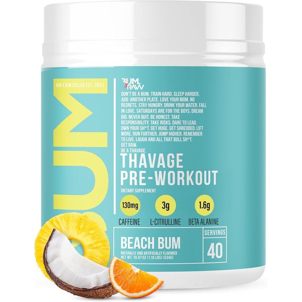 RAW Pre Workout Powder, Thavage (Beach Bum) - Chris Bumstead Sports ...