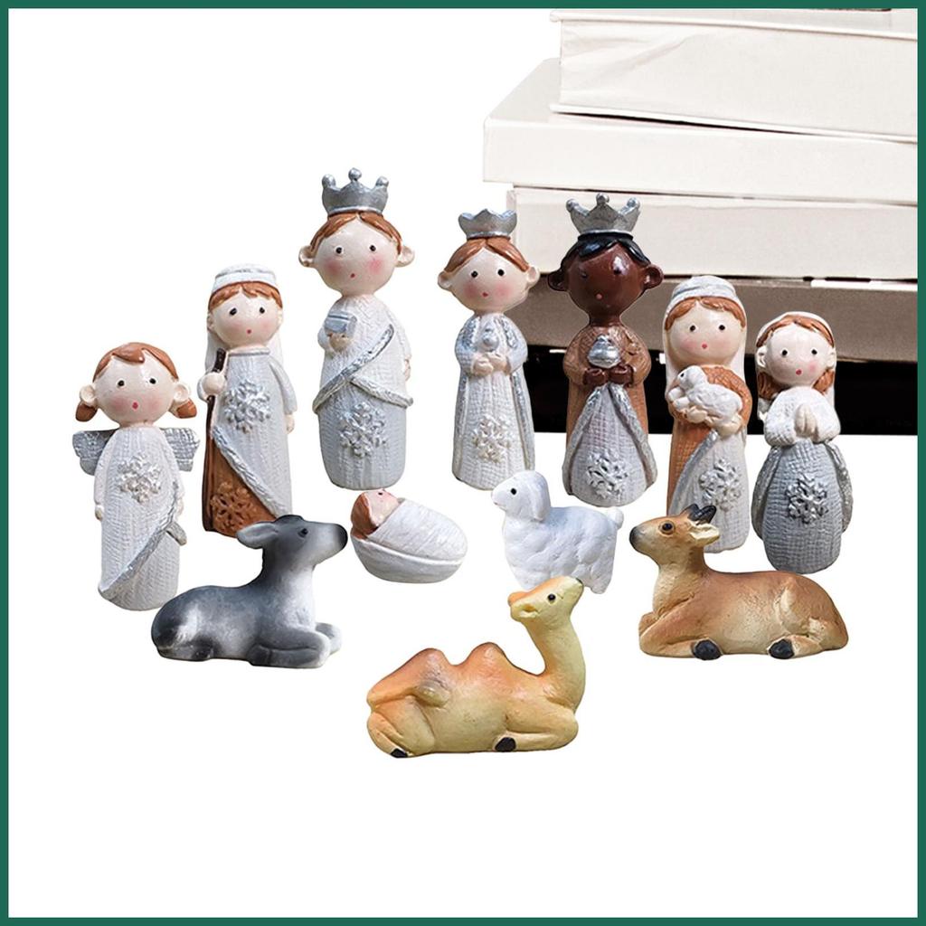 Christmas Nativity Scene Set Holy Family Manger Miniatures Statue ...