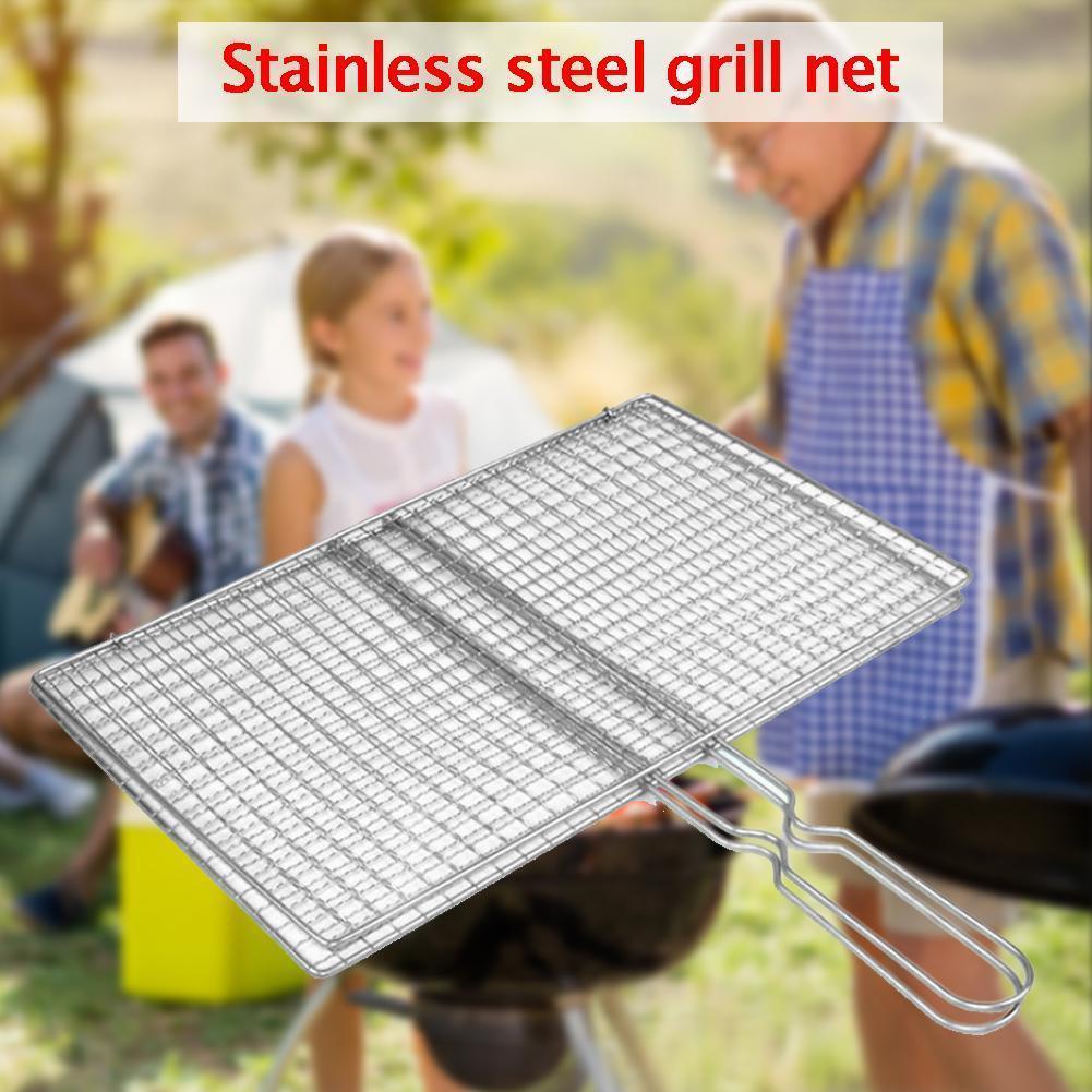 Bbq Fish Griller Grill Mesh Stainless With Handle Stainless Steel ...