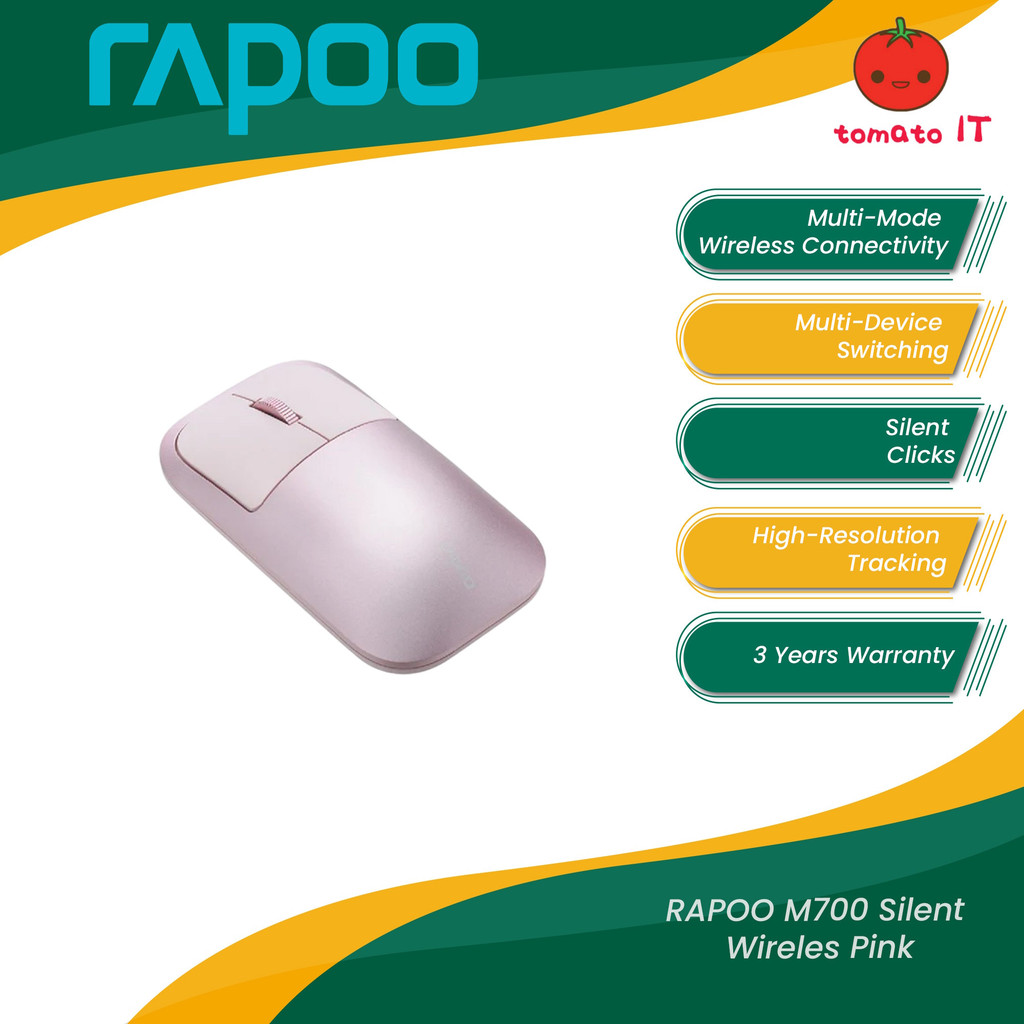 RAPOO M700 Silent Wireless Mouse - Pink | Shopee Singapore