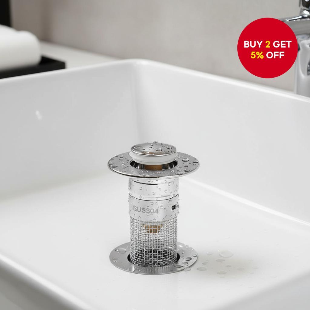 Sink Drain Stopper 2-in-1 with Built-in Waste Filter for Clog ...