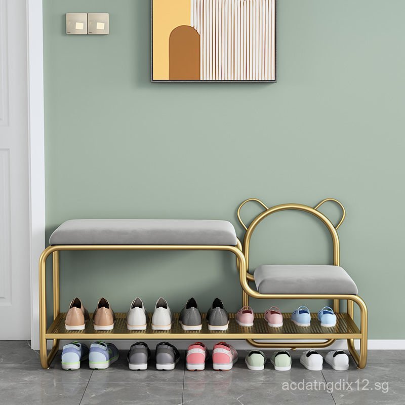 Nordic Entryway Shoe Changing Bench and Shoe Cabinet Integrated Home ...