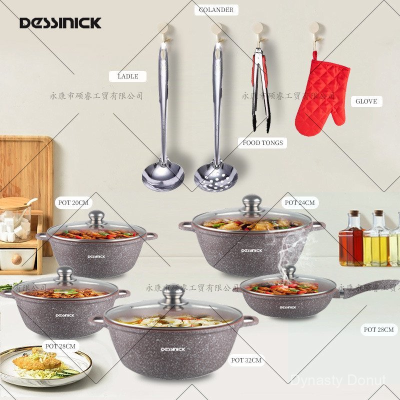 dessini12Set of Maifan Stone Pots Non-Stick Pots Cookware Set Aluminum ...