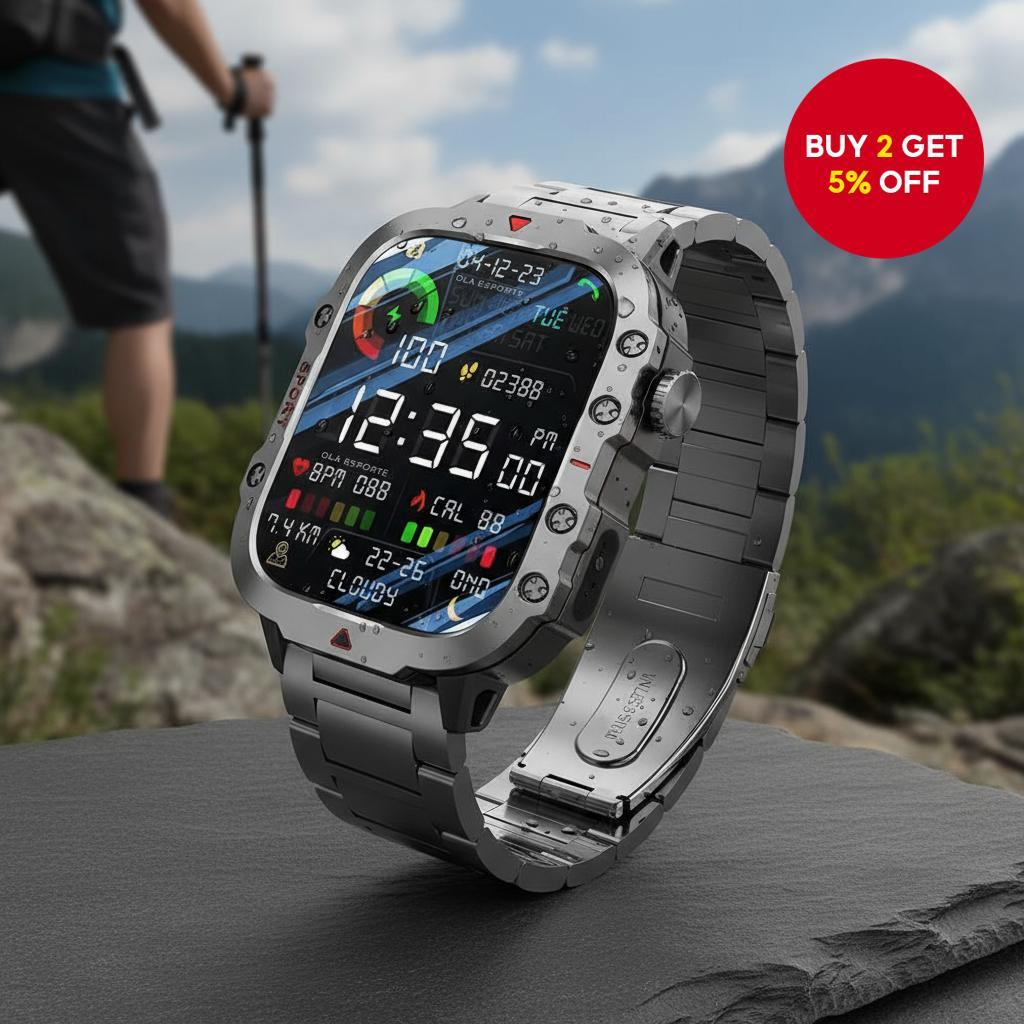 Military-Grade GPS Smartwatch with Waterproof, AMOLED Display, Wireless ...