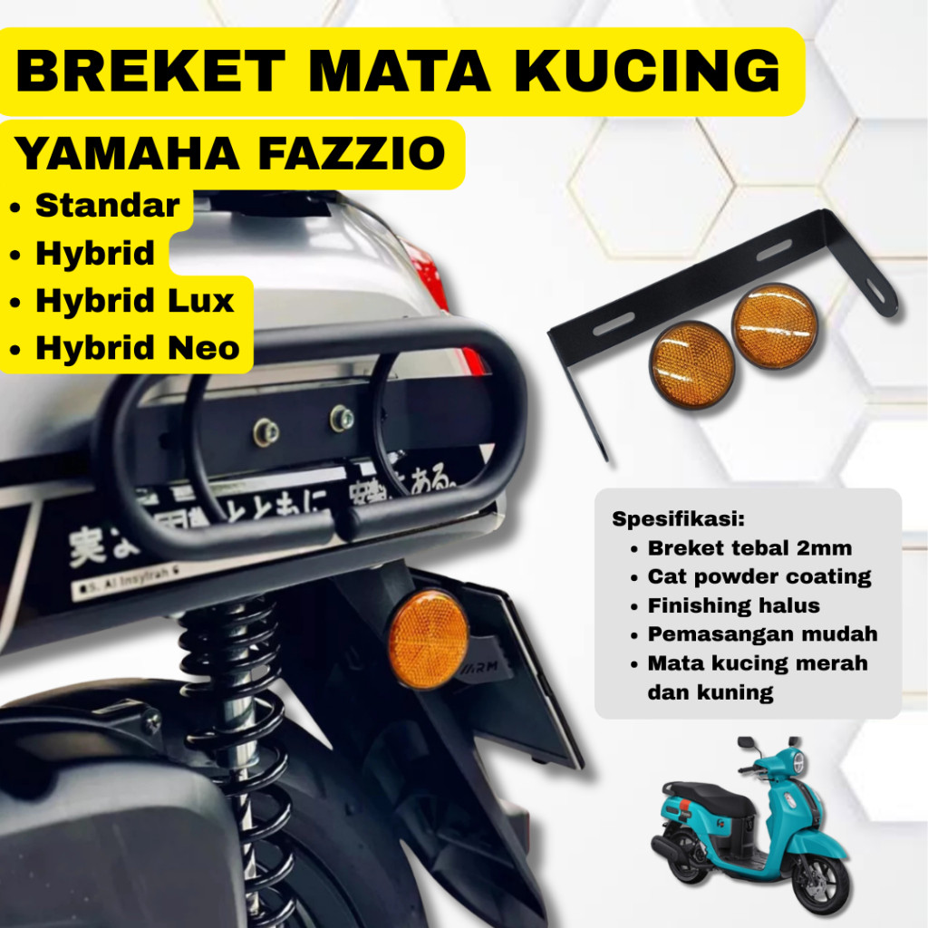 MATA Yamaha Fazzio License Plate Bracket Cat Eye Set | Fazzio Reflector ...