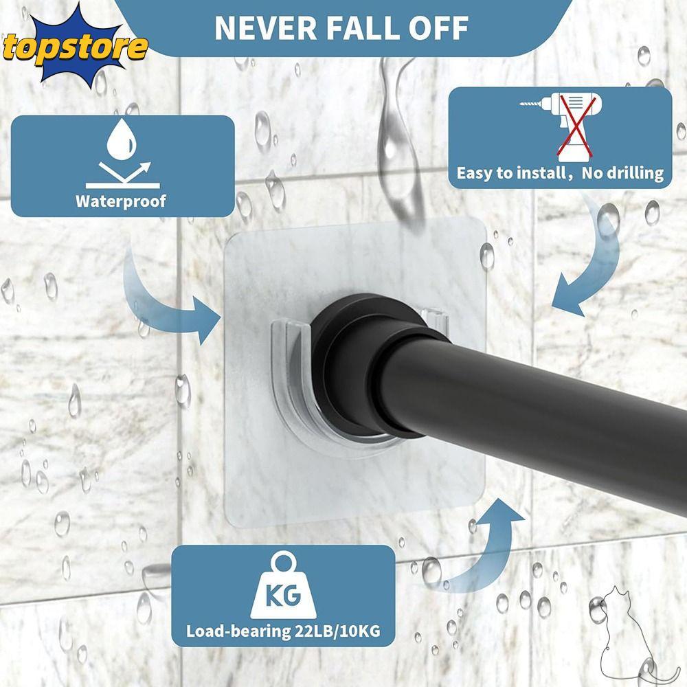 TOPSTORED Shower Rod Holders, Invisible Design Transparent Tension Rod ...