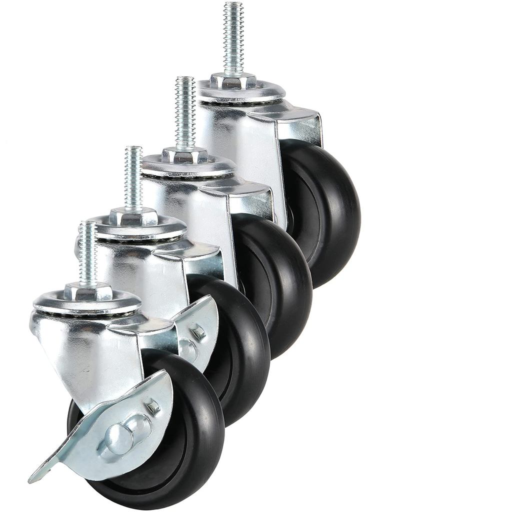 2 inch,Casters Set of 4,Caster Wheels 1/4 inch Threaded Stem,Wheels for ...