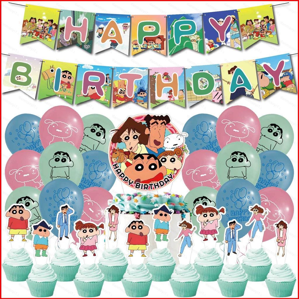 Crayon Shin-chan Theme kids birthday party decorations banner cake ...