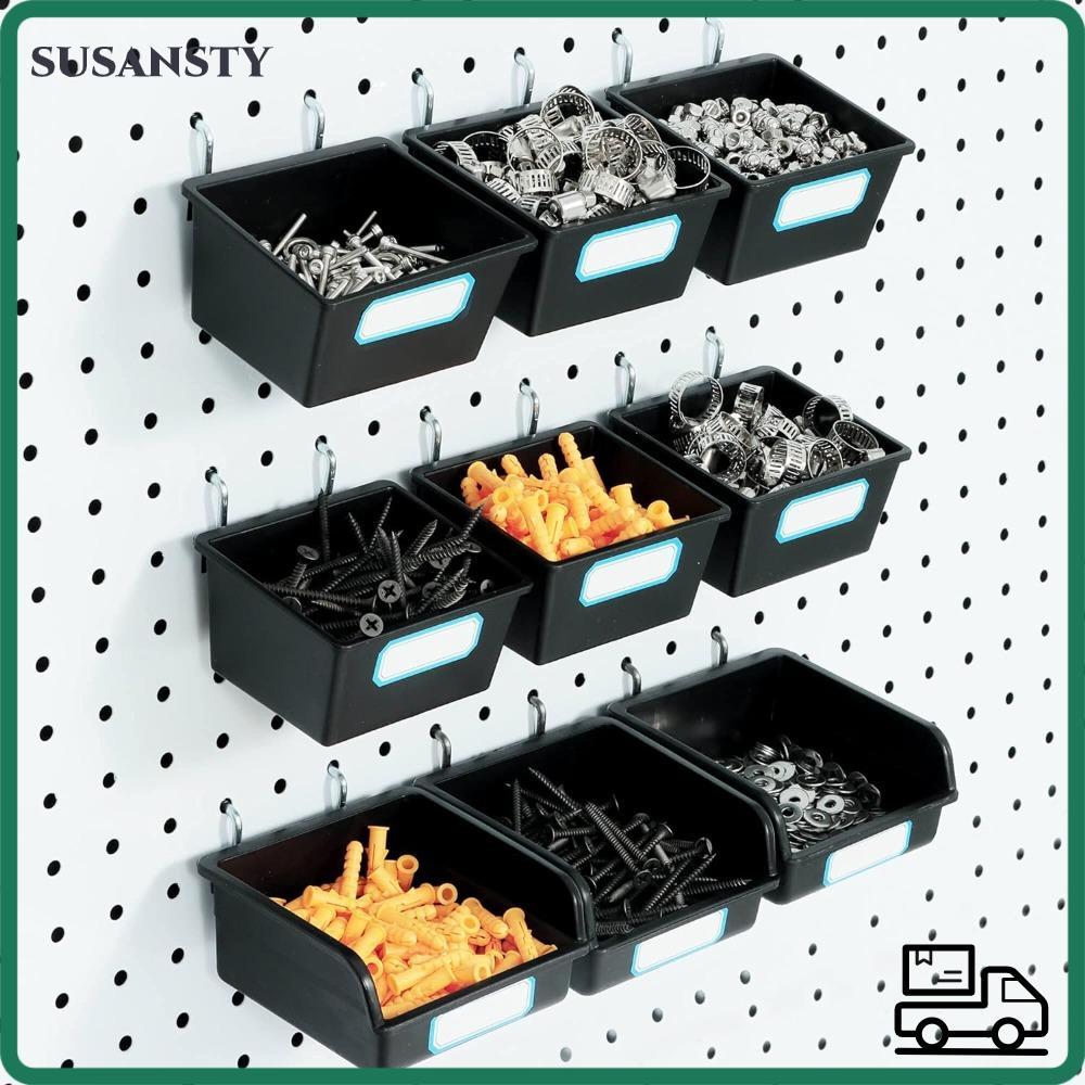 SUSANSTY Pegboard Bins, PP Pegboard Hooks, Tools Storage Pegboard Box ...