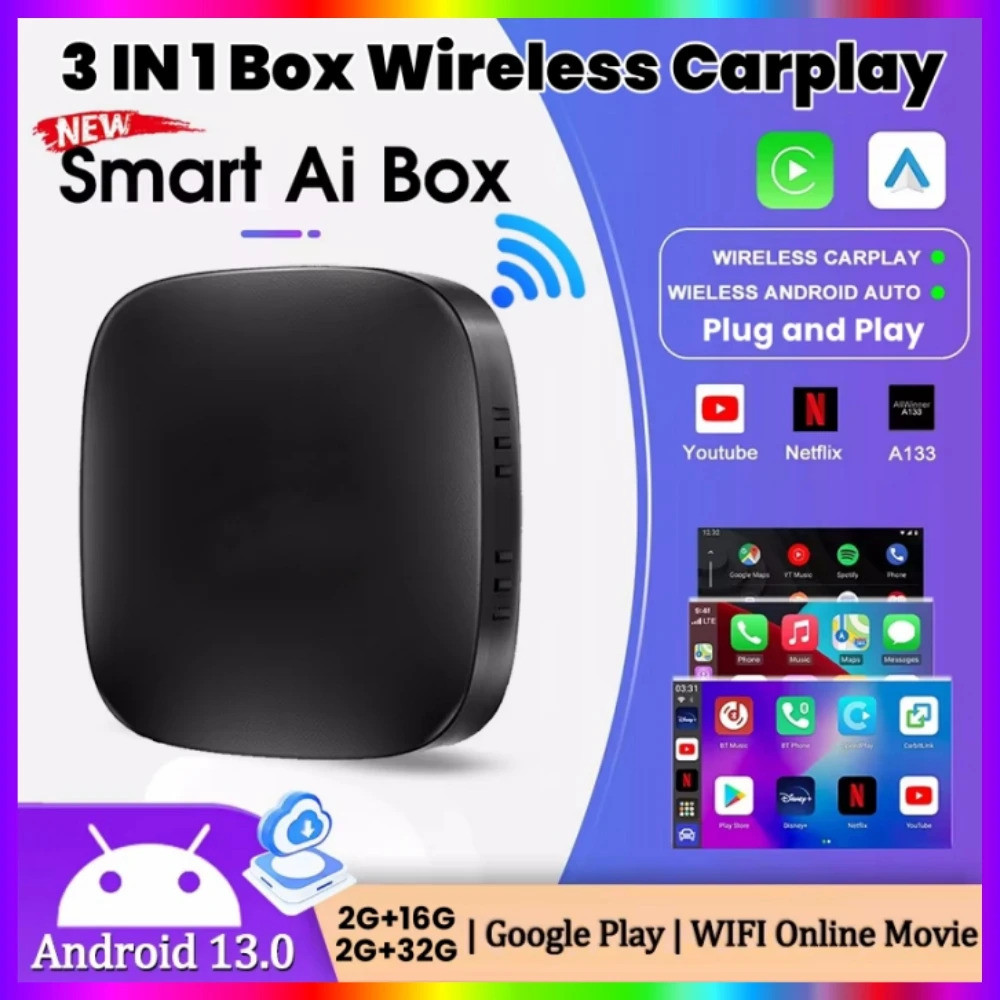 2025 Android 13 3in1 Carplay Ai Box Wireless Android Auto Usb Adapter ...