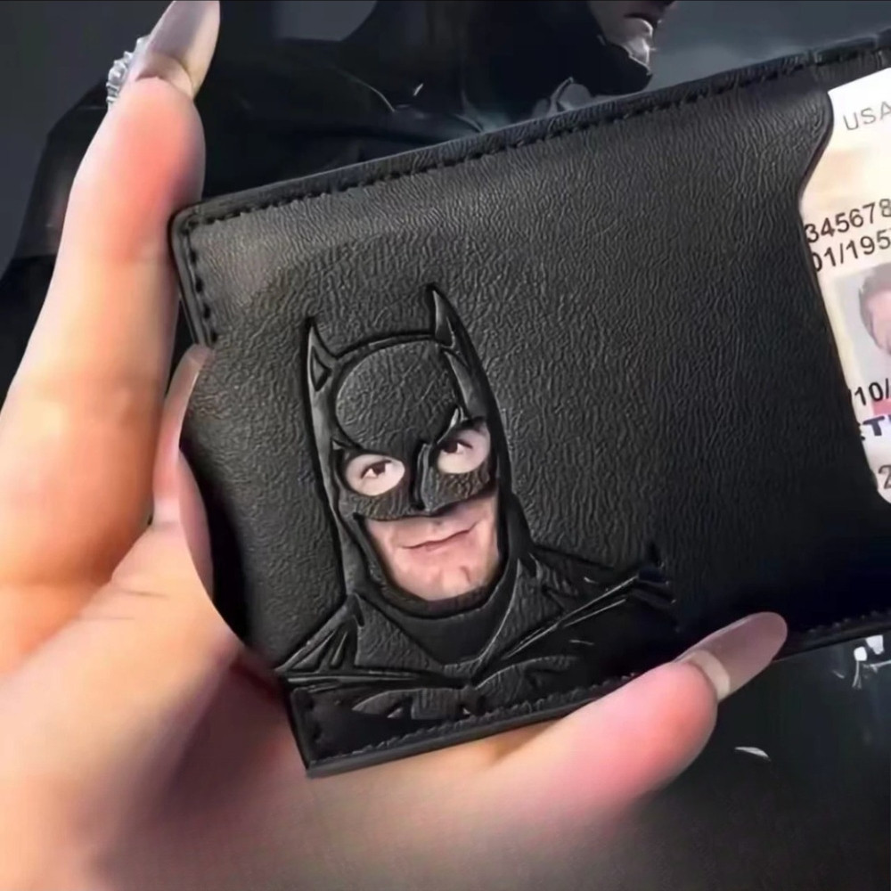 Creative Batman PU ID Card Bag Mens Novelty Funny Abstract Batman Face ...