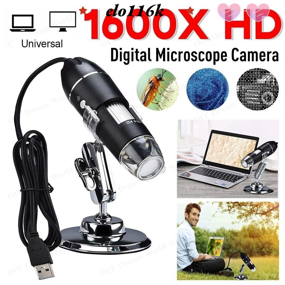 ELOK Digital Microscope Camera, 8 LED Lights 1600X Magnification ...