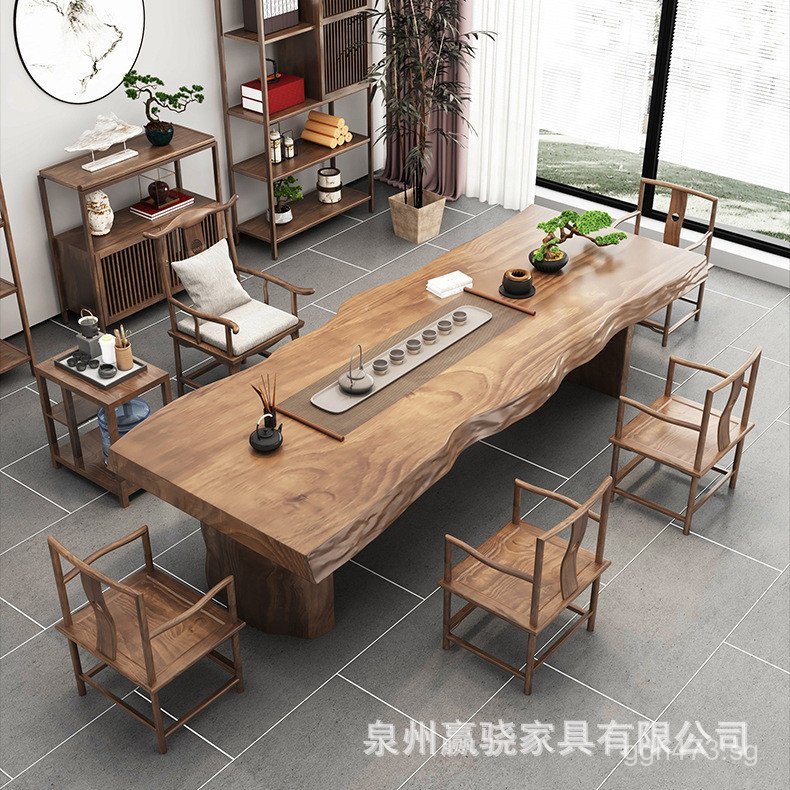 Living Room Large Tea Table New Chinese Style Tea Table Set with Chairs ...