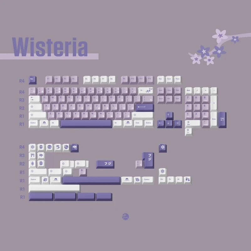Wisteria Theme Keycap Japanese 140 Keys Cherry Profile Premium 5 Side ...