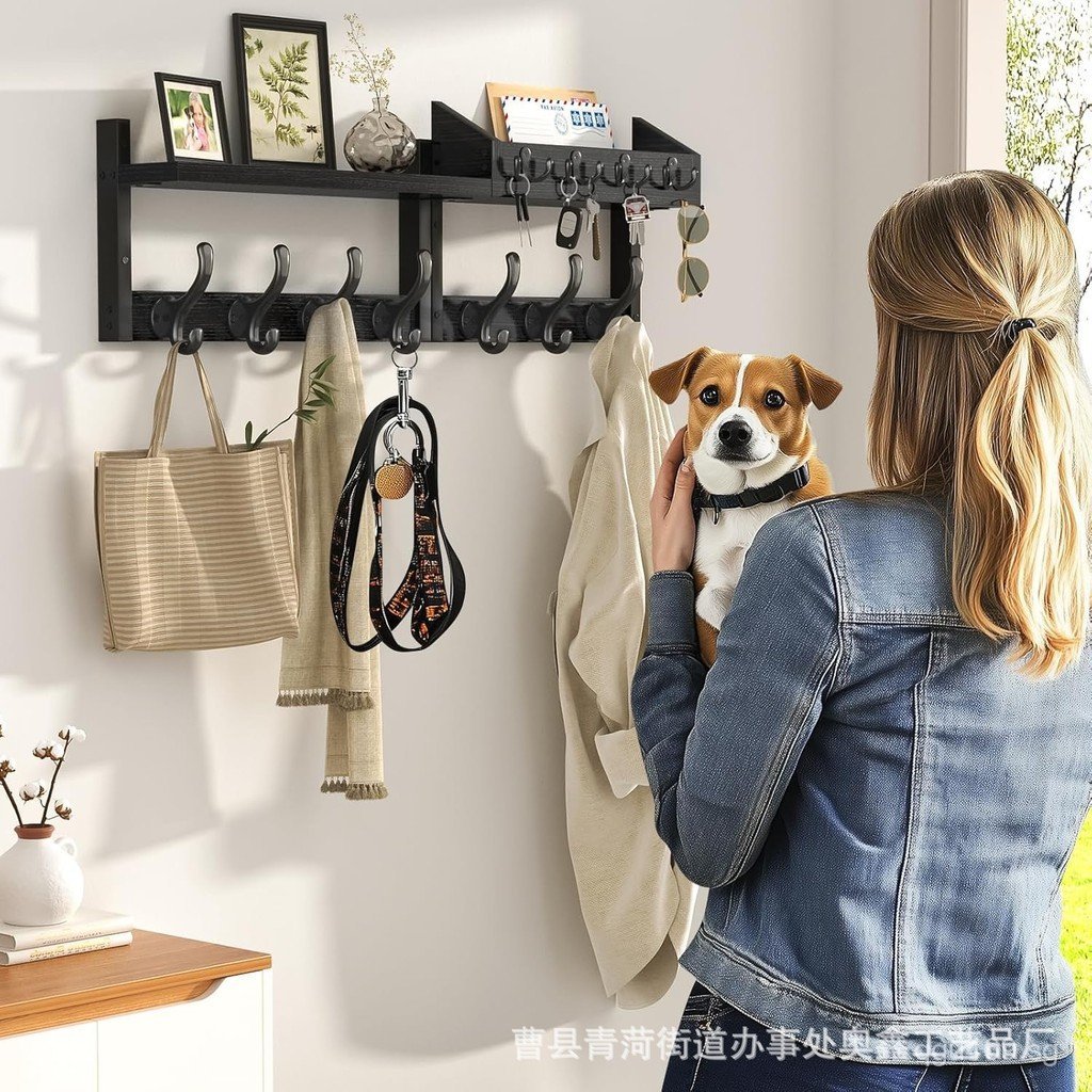 Wall-Mounted Wooden Floating Shelf Rack Bedroom Shelf Entryway Solid ...