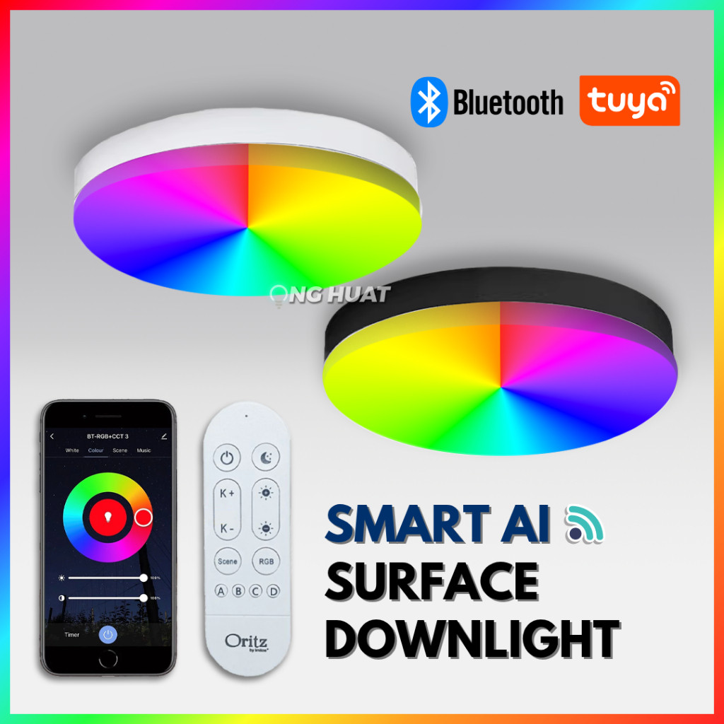 Smart Ai LED Borderless Surface Downlight 28W 40W Tuya Bluetooth WIFI ...