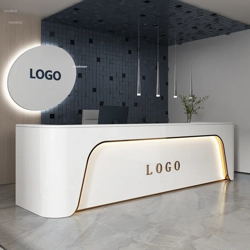 Modern Curved Reception Counter Reception Desks Counter Company Hotel ...