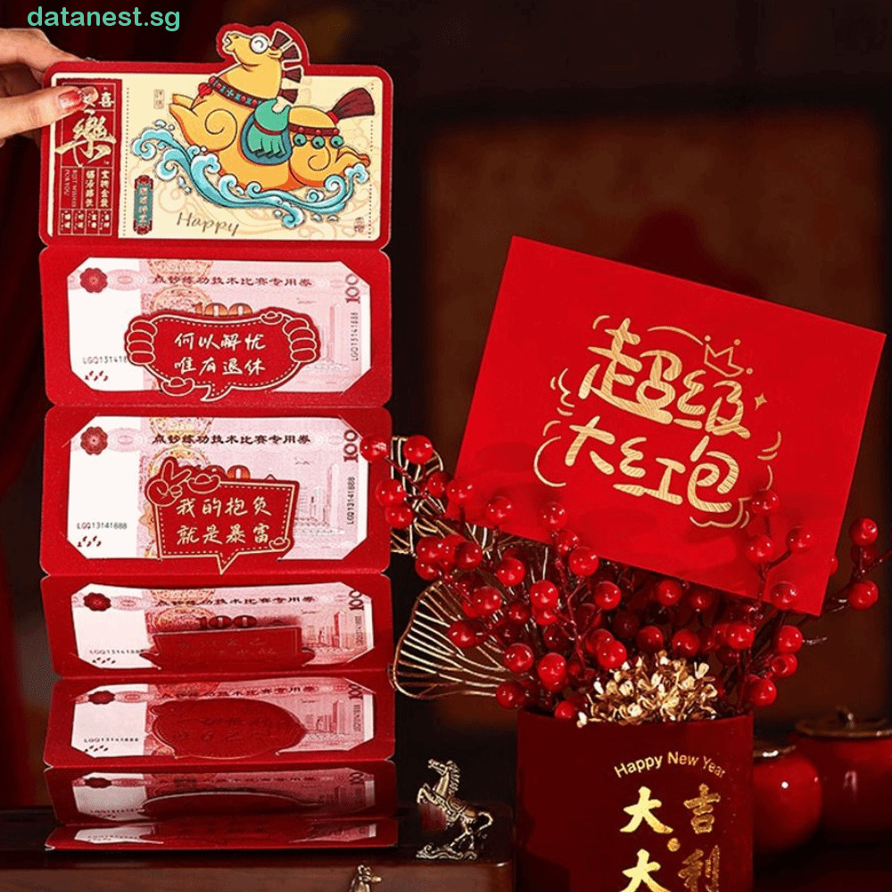DATANEST Folding Red Envelopes, 6 Cards Paper New Year Money Envelope ...