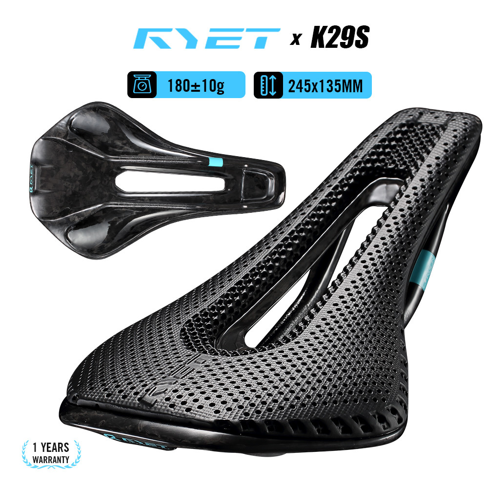 RYET 3D Printed Carbon Bike Saddle 245x135/145/155mm Ergonomic Hollow ...