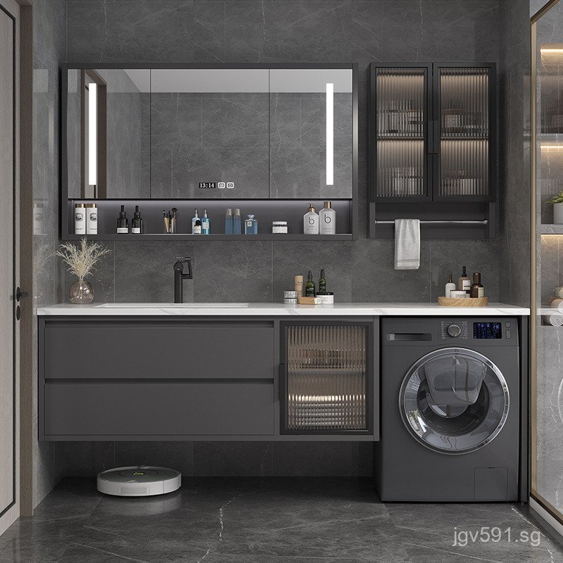 Integrated Wash Basin and Washing Machine Cabinet Combination Modern ...