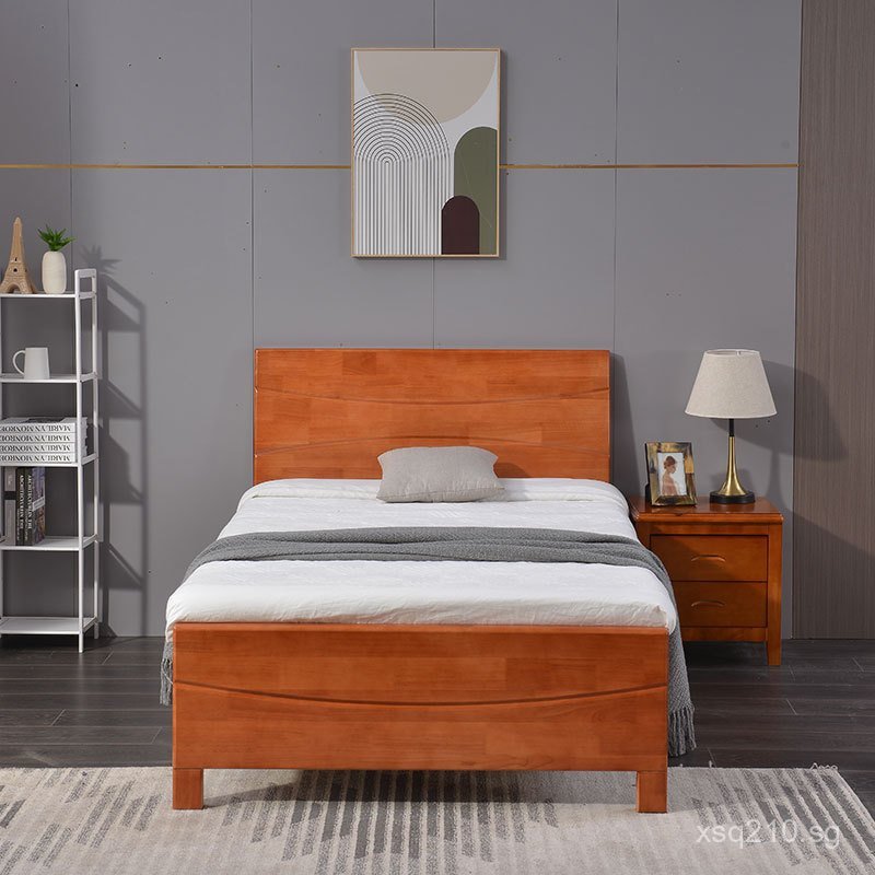 Natural Wood Color Economical Type Oak Solid Wood Bed Single Apartment ...