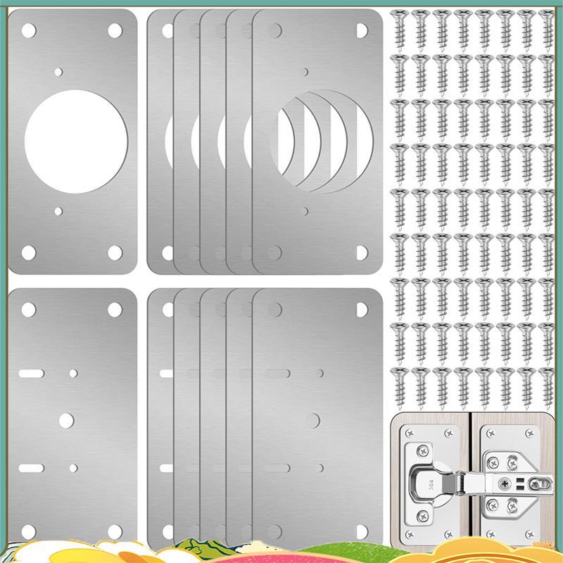 12 PCS Hinge Repair Kit Cabinet Door Hinge Repair Plate Silver ...