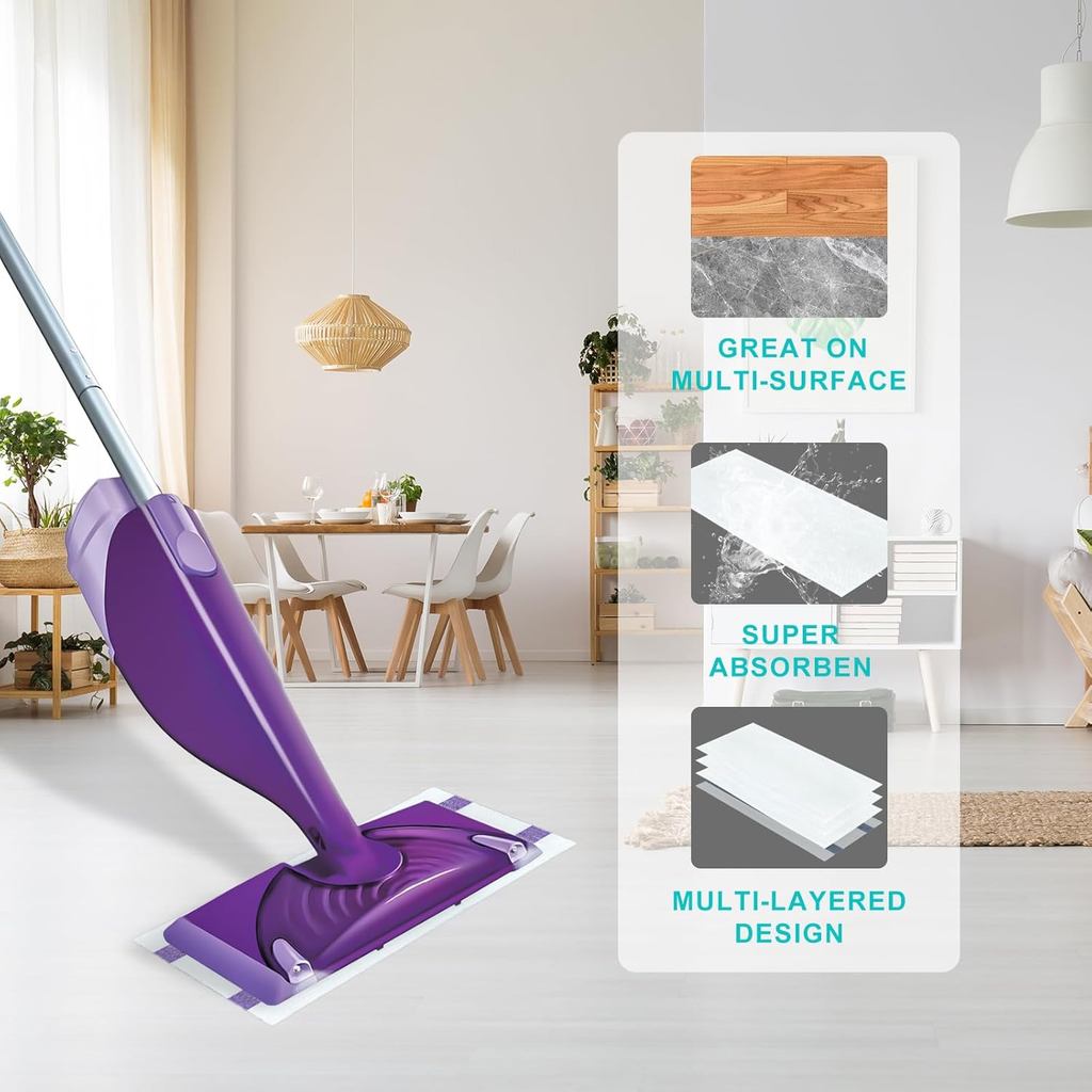 30 Count Disposable Wetjet Pad Refills for Swiffer Wetjet,Spray Wet Pads Refill, Heavy Duty Mop ...