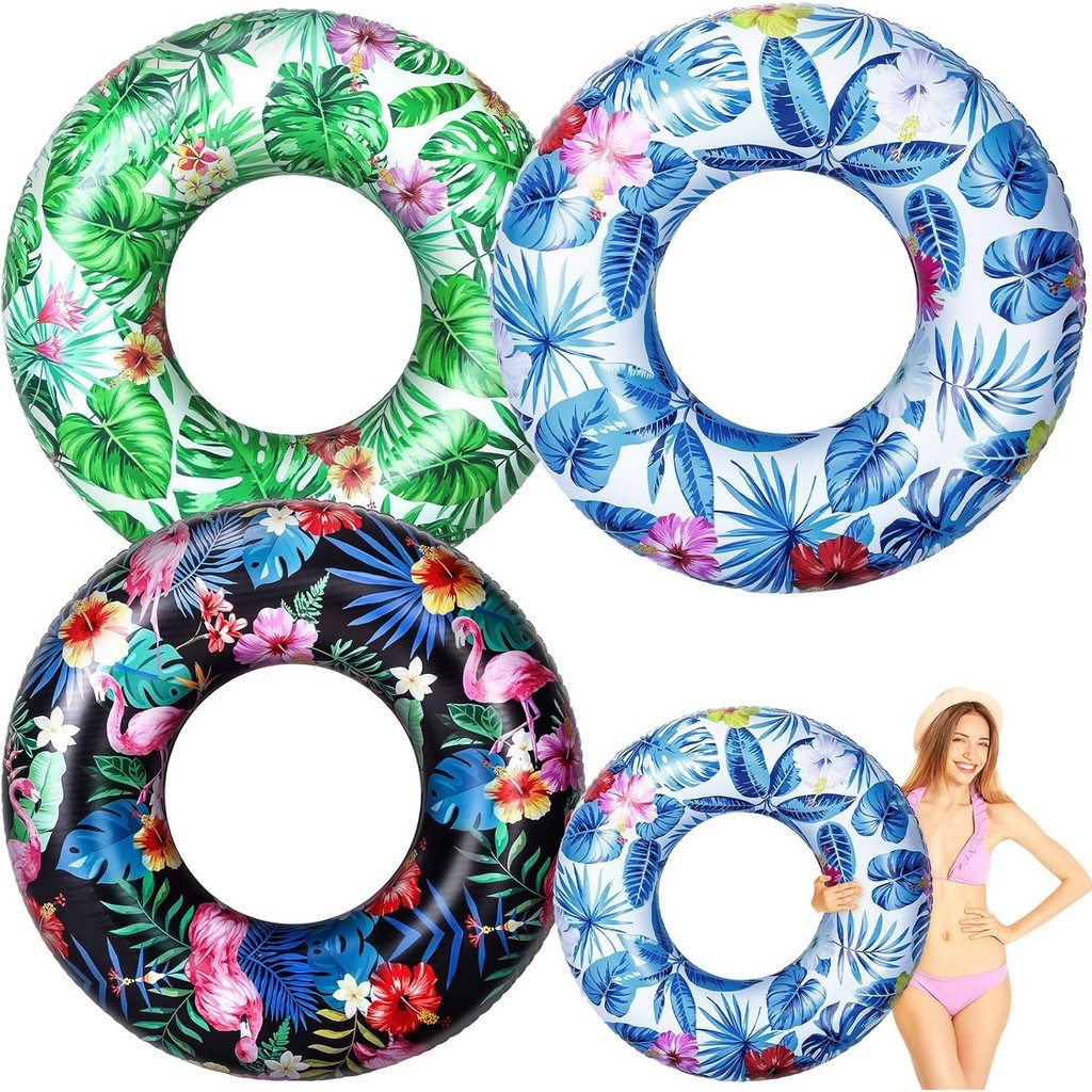 Inflatable Pool Floaties Swim Rings Pool Tubes for Adults Kids Hawaiian ...