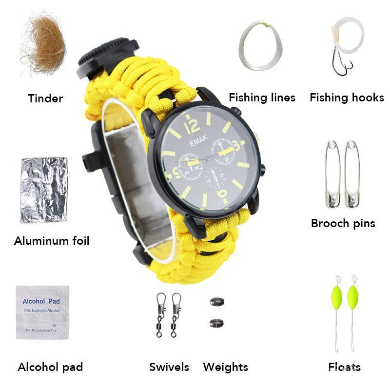Emergency Watch Compass Thermometer Watch Waterproof Tool Kit Hiking ...