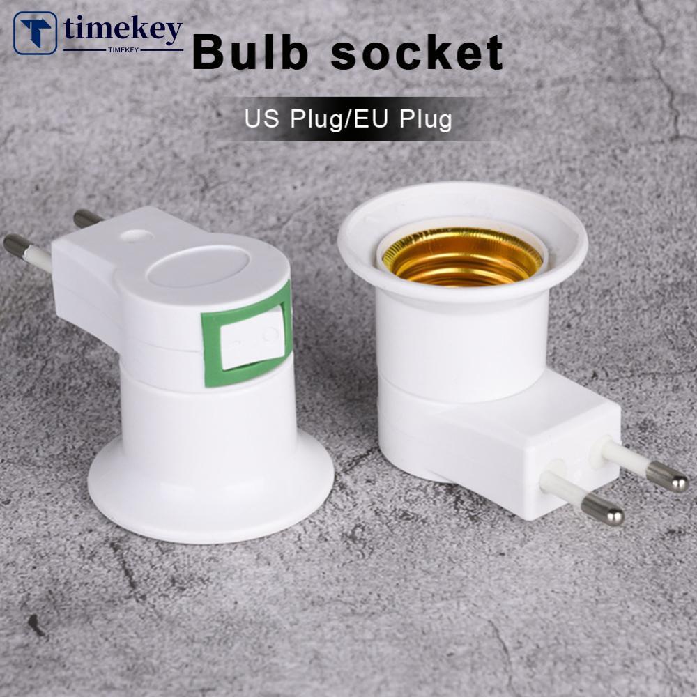 TIMEKEY E27 Light Lamp Bulbs Socket Base Holder with Switch EU/US Plug ...