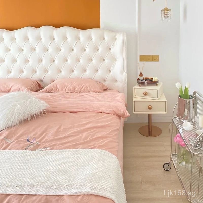 Light Luxury Leather Art Bed Modern Simple Bed Technology Fabric Cream ...