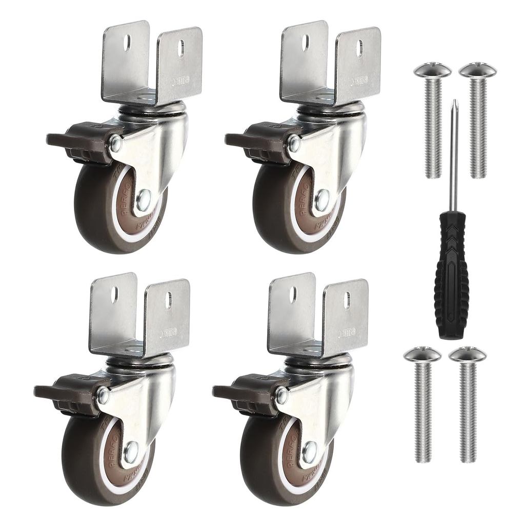 PATIKIL 2" Swivel Caster Wheels with 1" U Bracket, 4 Pack 360° Rotation ...