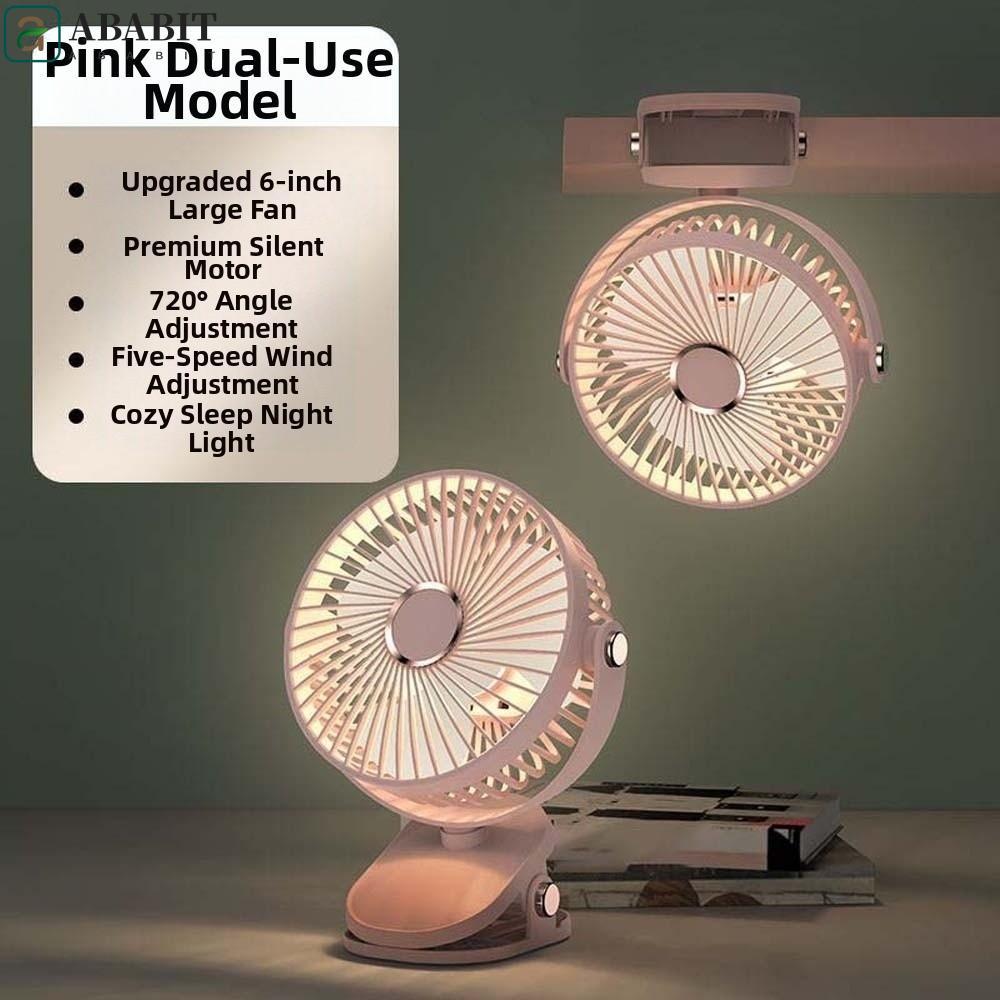 ABABIT Clip on Fan, with Lamp Long Endurance Desktop Hang Clip Fan, 5 ...