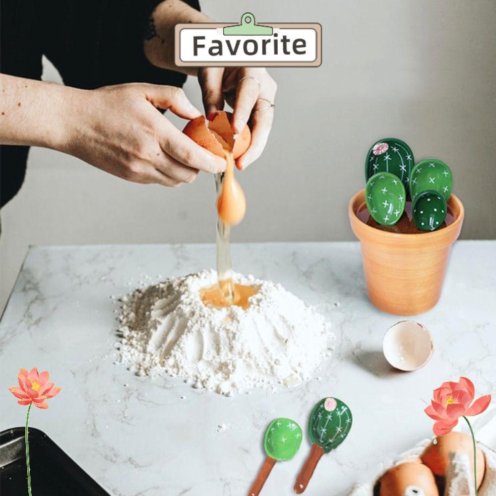 FAVORITEGOODS Measuring Cup, Porcelain Cactus Shape Measuring Spoons ...