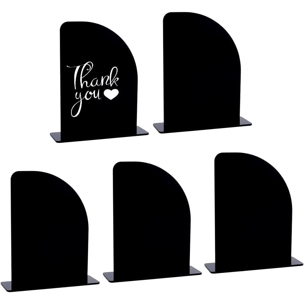 MAYJOYDIY 5 Pack Black Acrylic Half Arch Sign with Stand DIY Blank ...