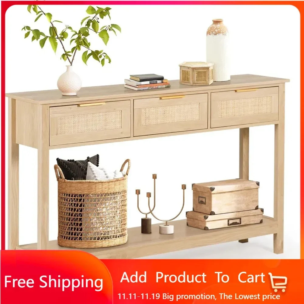 Recommended Item Rattan Console Table Boho Entryway Table Narrow Long ...